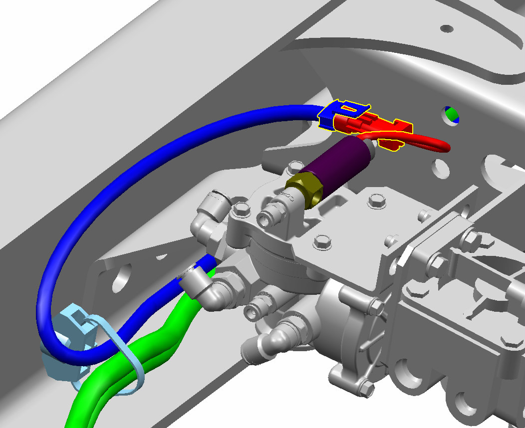 108SD EPA10 Axle Lift Wiring: Aft Solenoid View